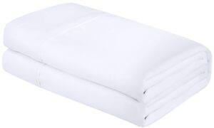 royale linens full flat sheet - ultra soft brushed 1800 microfiber flat sheets only - wrinkle free & stain resistant - hotel quality top sheet for bed (full, white)