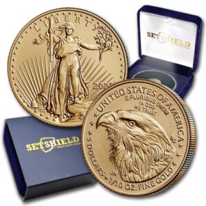 2023 1/10 oz american eagle gold bullion coin brilliant uncirculated in capsule with luxury led lit presentation box and a certificate of authenticity $5 seller bu