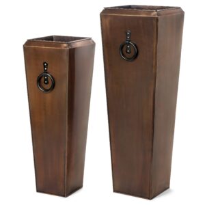 h potter tall planter antique copper patio deck indoor outdoor garden flower planters set of 2