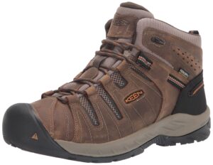 keen utility men's flint 2 mid height soft toe waterproof non slip work boots, black olive/brindle, 14 wide