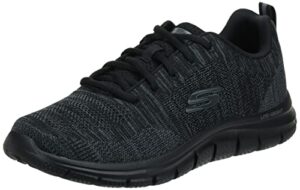 skechers men's track front runner lace-up sneaker oxford, black/black, 14