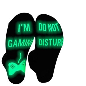 wrahonbi gaming sock, do not disturb i'm gaming,gaming socks for teen boys gamer with glowing, novelty socks for men dad father women long