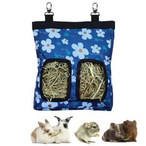 guinea pig hay feeder, hanging rabbit hay feeder bag for guinea pigs bunnies chinchillas. blueflower