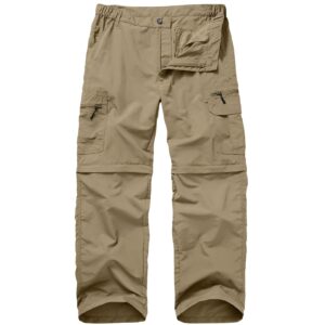 mens hiking pants convertible zip off lightweight quick dry fishing safari camping travel boy scout pants,6101,khaki,42