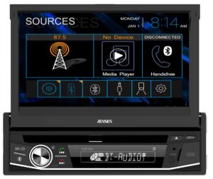 jensen cdr7011 7 inch led cd/dvd touch screen single din car stereo | push to talk assistant | backup camera input | bluetooth | usb fast charging | 200 watts (50x4)