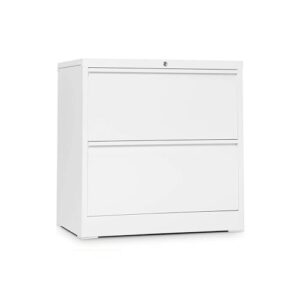 aobabo 28.25 inch long locking 2 drawer anti-tilt metal office storage filing cabinet with file hanging bar and 2 keys, white