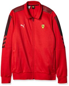 puma men's standard ferrari race t7 track jacket, rosso corsa, medium