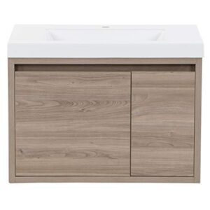 spring mill cabinets kelby 30 inch modern floating bathroom vanity with white single sink top, 1-door cabinet, 1 soft-close drawer, 30.5" w x 18.75" d x 22.25" h, forest elm