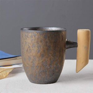 japanese-style vintage ceramic coffee mug tumbler rust glaze tea milk beer mug with wood handle water cup home office drinkware (style-4 b)