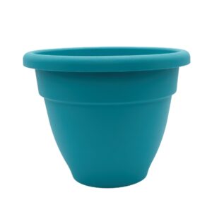 the hc companies 6 inch caribbean planter - lightweight indoor outdoor plastic plant pot for herbs and flowers, dusty teal