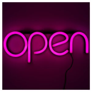 open signs for business,led neon open sign,16x6 inch lighted sign for restaurants offices retail shops window storefronts,12v/1a power supply,with on/off switch (horizontal rose red)