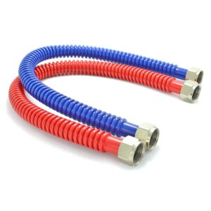 flexible stainless steel corrugated water heater connector,hot and cold color coded,3/4" fip x 3/4" fip, 24" length (2 pack)