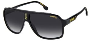 carrera men's 1030/s rectangular sunglasses, black/gray shaded, 62mm, 11mm