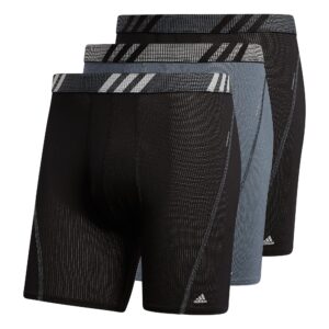 adidas men's sport performance mesh boxer brief underwear (3-pack), black/onix grey/black, x-large