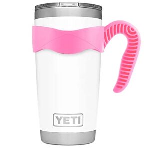 aliensx tumbler handle for yeti rambler cup, anti slip travel mug grip cup holder for stainless steel tumblers, yeti, ozark trail, rtic,sic and more tumbler mugs bpa free (pink, 20oz)