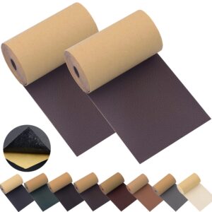 kjml diy leather repair patch tape for couches 2packs kit 3x55inch self-adhesive refinisher cuttable for furniture sofa vinyl car seats couch chairs shoes first aid patch fix(dark brown, 3x55 inch)