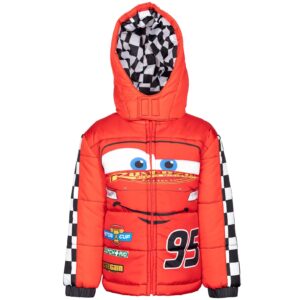 disney pixar cars lightning mcqueen toddler boys winter coat puffer jacket red 4t