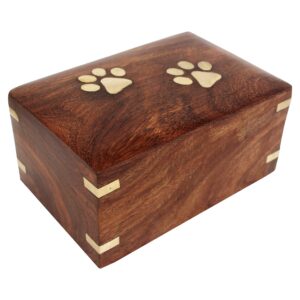 indian glance rosewood pet urn box - peaceful pet memorial keepsake urn for dogs,cats (large1 : 9" x 5.5" x 4.5" - 160lbs or 72kg)