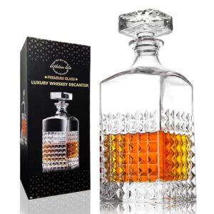 lighten life whiskey decanter,34 oz liquor decanter with stopper in gift box,premium bourbon decanter,crystal scotch decanter for whiskey,bourbon,scotch…