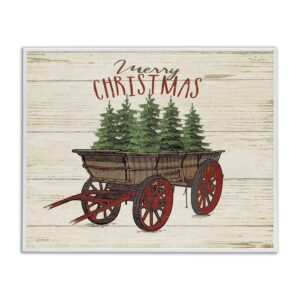 stupell industries, design by jo moulton merry christmas tree wagon, wall art, 24x30, white framed