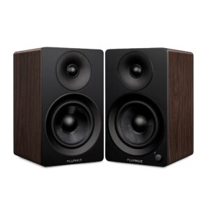 fluance ai41 powered 2-way 2.0 stereo bookshelf speakers with 5" drivers, 90w amplifier for turntable, tv, pc and bluetooth 5 wireless music streaming with rca, optical, subwoofer out (natural walnut)