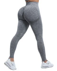 chrleisure 3 piece workout leggings sets for women, gym scrunch butt butt lifting seamless leggings (dark gray, l)