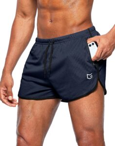 g gradual men's running shorts 3 inch quick dry gym athletic jogging shorts with zipper pockets (navy, x-large)