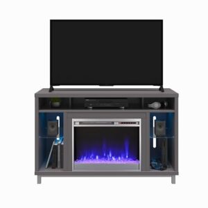 ameriwood home lumina fireplace tv stand for tvs up to 48", graphite gray