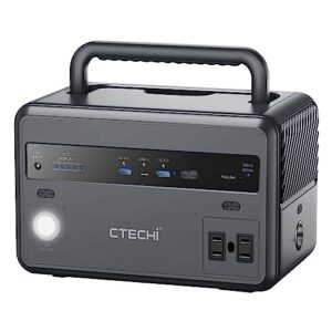 ctechi portable power station 300w with lifepo4 battery, 299wh solar powered generator, battery power supply for home emergency use, outdoor, cpap, camping, weekend trip and fishing