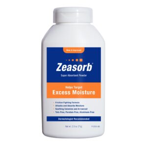 zeasorb prevention, super absorbent excess moisture powder to prevent chafing & itching, 2.5 oz