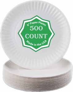 spa stix 6" disposable paper plate - pack of 500ct (model: ss-paper plate 6-500)