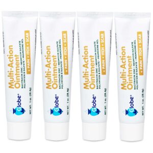 globe (4 pack) first aid antibiotic pain-relieving, anti-itch, & scar ointment with neomycin, bacitracin zinc, pramoxine hcl & polymyxin b, for minor cuts, scrapes & burns,