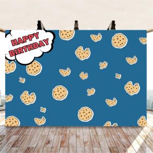 blue cookie backdrop happy 1st birthday party photography background cookie theme birthday party backdrop banner newborn baby shower decoration party background photo studios props banner 7x5ft