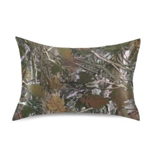 dalzium camo satin pillowcase for hair and skin, real tree camouflage pattern silk pillow case with envelope closure, standard size 20x26 inches, 1 pc