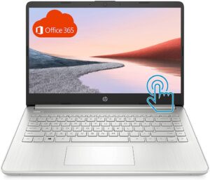 hp premium laptop (2021 latest model), 14" hd touchscreen, amd athlon processor, 32gb ram, 1tb ssd, long battery life, online conferencing, natural silver, win 10 with 1 year of microsoft 365