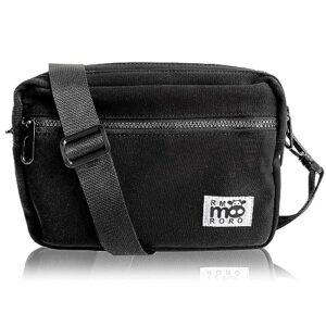 rmmoororo water resistant messenger bag with detachable strap crossbody sling purse multi pockets for hiking travel sports black