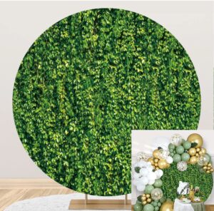 leowefowa vibrant green leaves round backdrop cover 7ft greenery grass backdrop wall circle backdrop stand cover spring nature child baby adult birthday baby shower bridal shower wedding party decor