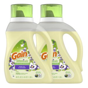 gain botanicals plant based laundry detergent, white tea & lavender, 46 fl oz (pack of 2)