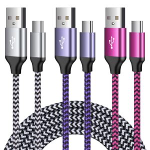 usb c charger cable fast charging cord 3pc for samsung galaxy a16 a15 5g/a35/s24 ultra/a54/s23fe/a14/a55/a13/a53/s22/s21/s20,iphone 16 15,pixel 9 pro/8a/7/6,moto edge2024/g power,oneplus nord n200/n10