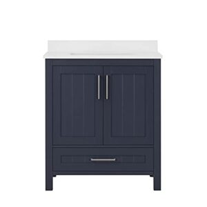 ove decors kansas 30 in. single sink bathroom cultured marble countertop vanity, 30 inches, in midnight blue