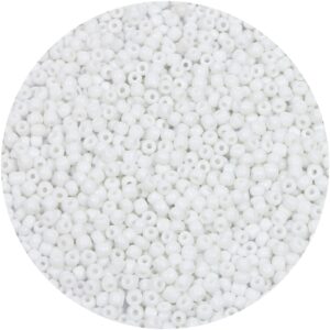 mikimiqi 2200pcs glass seed beads bulk, 4mm 6/0 pony beads bulk for jewelry making mini spacer beads loose beads craft small glass seed beads for diy bracelet wrist (white)