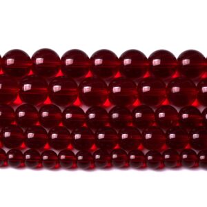 smooth garnet red glass crystal round loose beadsfor jewelry making diy bracelet necklace accessories 8mm 51pcs 15" strand (garnet red glass, 8mm)