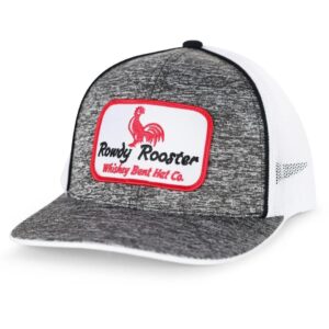 whiskey bent hat co. rowdy rooster adjustable hat (heather grey)