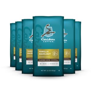 caribou coffee, flavored ground coffee - vanilla hazelnut dreamstate 66 ounces (6 bags of 11 ounces)