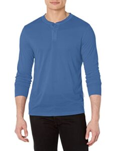 perry ellis men's portfolio thermal heather henley sleep shirt, federal blue, x large