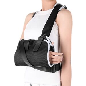 solmyr arm sling for broken fractured bones elbow wrist, adjustable shoulder immobilizer & rotator cuff support brace, split strap and waistband, universal for left and right arms, men and women(m)