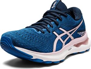 asics women's gel-nimbus 24 running shoes, 9.5, french blue/barely rose