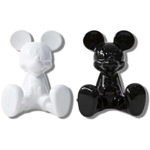 jerry leigh sitting mickey mouse black and white salt and pepper shaker set, cute disney ceramic shakers kitchen accessories and decor, set of 2