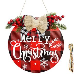 boltigen merry christmas decorations sign front door round wooden wreath christmas hanging sign decor for christmas home window wall farmhouse indoor outdoor decorations (style 1)