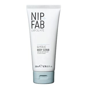 nip+fab glycolic fix body scrub, 6.70 fl oz, with glycolic acid, salicylic acid, shea butter, exfoliating and moisturizing the skin | vegan, cruelty free, sulphate free